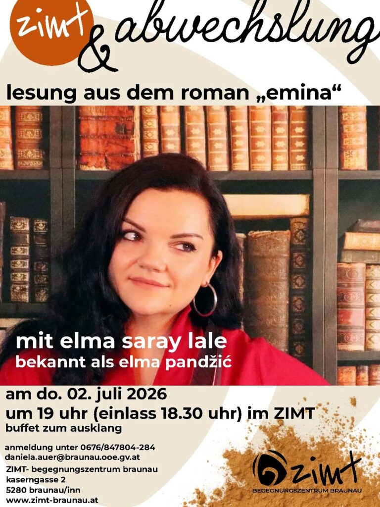 ZIMT: Lesung aus dem Roman „Emina“ | Braunau.Simbach.Inn